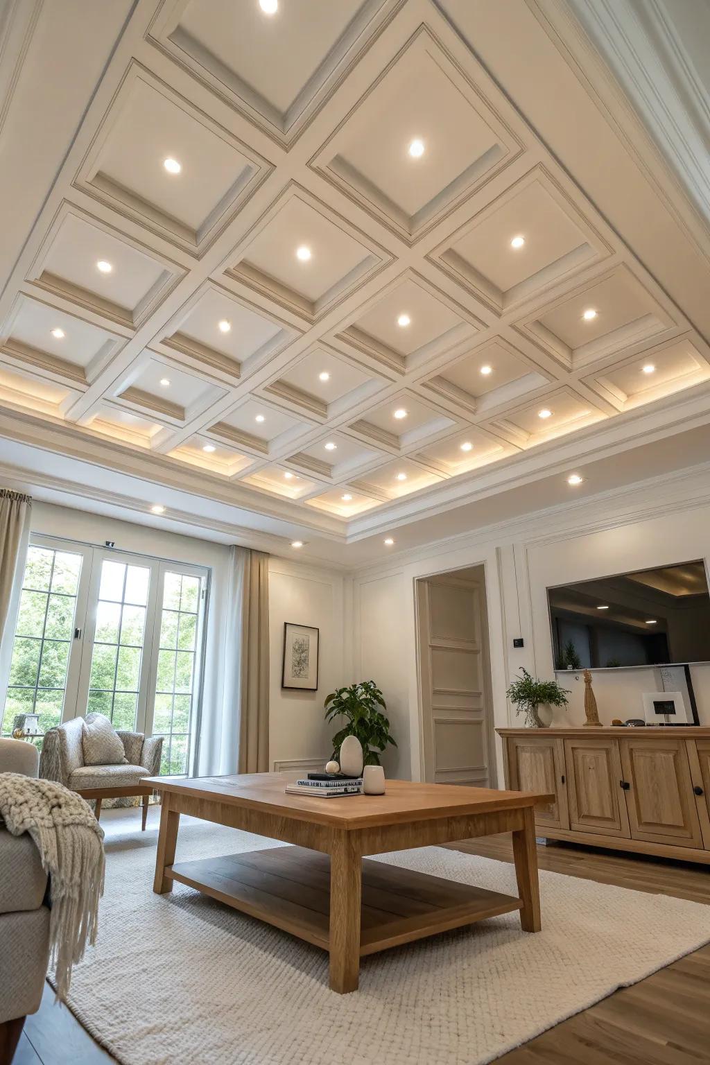 16+ Stylish Modern Coffered Ceiling Ideas - Oh Loft